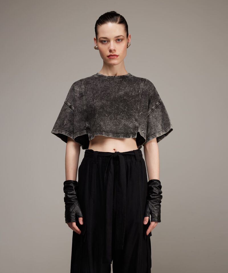 Camiseta Crop Efecto Desgastado - Seven Studio x CUBEL|Compra Online ...